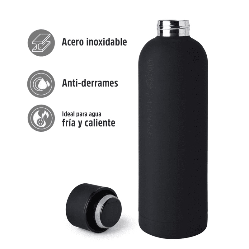 Botella Termica Pure Negra 750 ml - PiquioMart